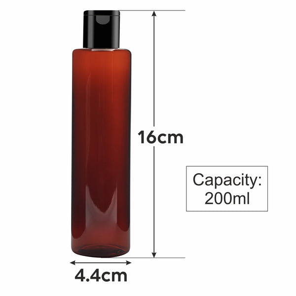 ZMA29 | PREMIUM AMBER COLOR PET BOTTLE WITH BLACK FLIP TOP CAP | 50ML, – Zenvista Packagings