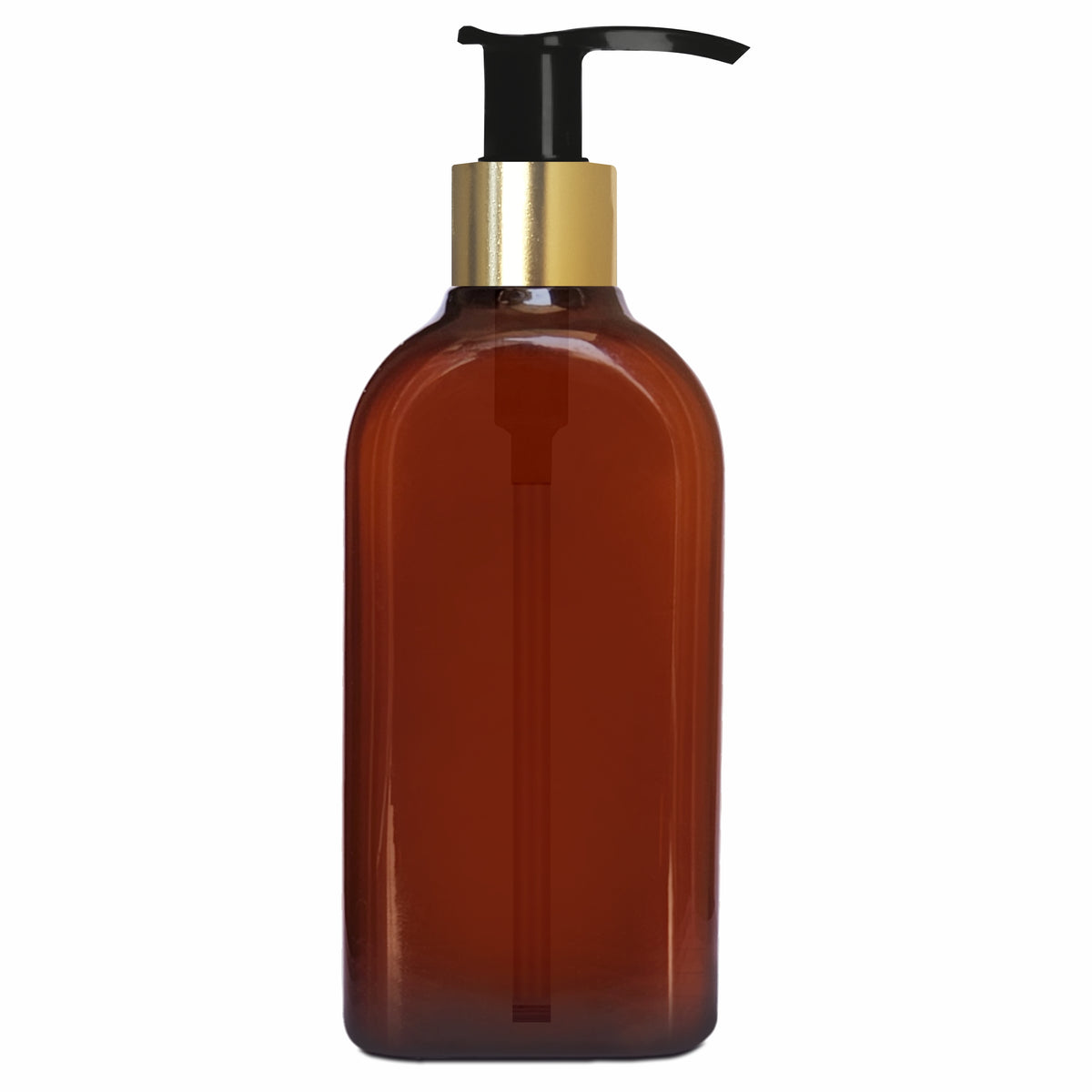 ZMA44 | AMBER COLOR RECTANGLE SHAPE PET BOTTLE WITH GOLD PLATED BLACK ...