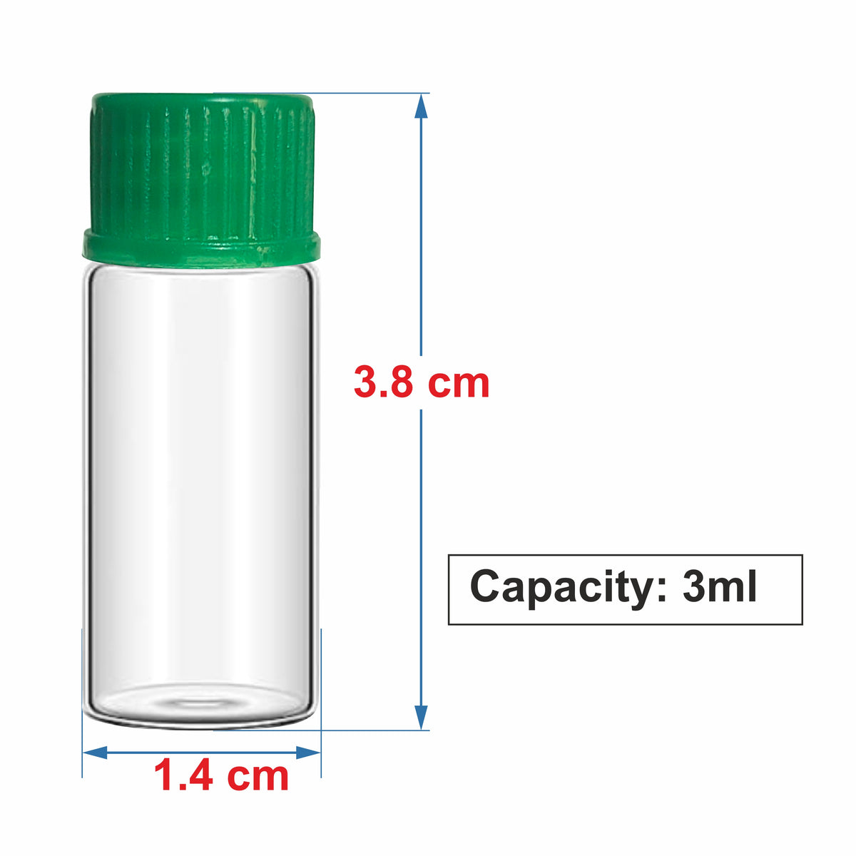 ZMG91 || Clear Transparent Glass Bottles with Green Screw Cap || 3ml ...