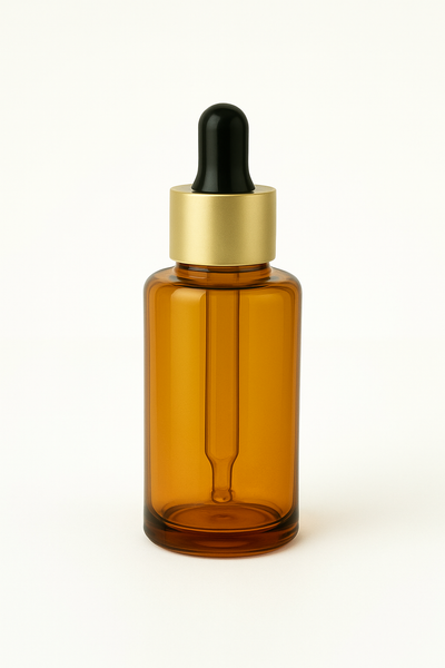 [ZMG137] Amber Clear Transparent Bottle With Gold Metallized Dropper W ...
