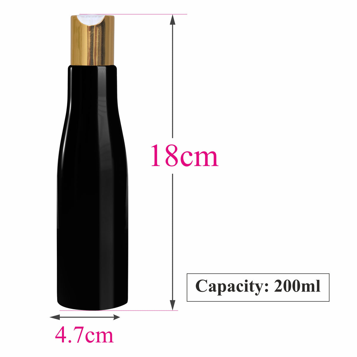 ZMK28 | BLACK COLOR ASTA BOTTLE WITH GOLD PLATED DISKTOP CAP | 200ML ...