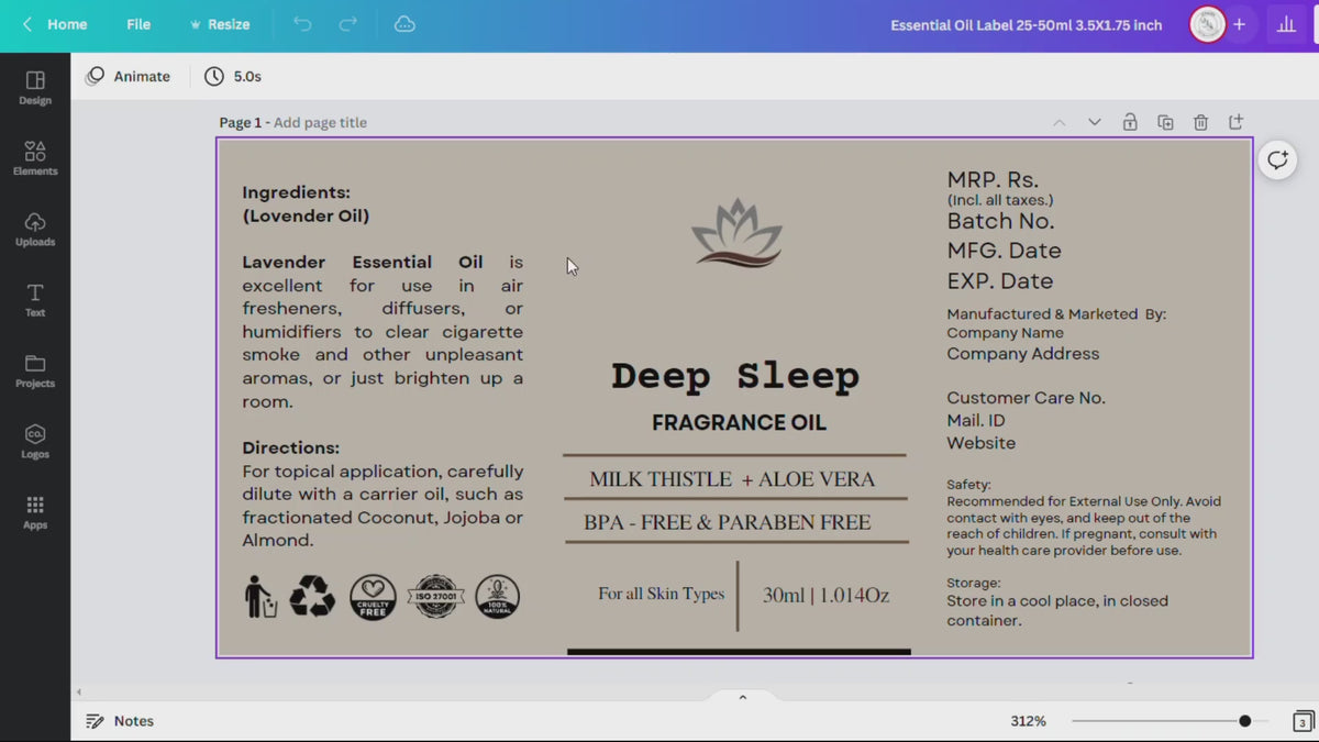 Product Label Template Editable Cosmetic Label Template Skin Care Labe ...